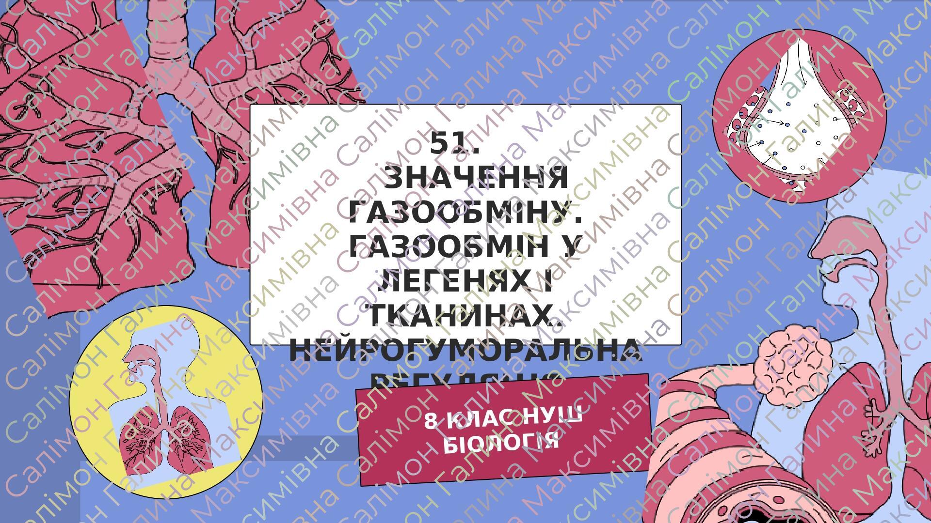 Презентація до уроку «§51. Значення газообміну у легенях і тканинах ...