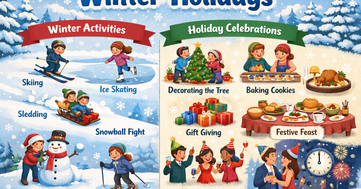 Winter Holidays – Advanced Test (Grade 10) Vocabulary & Reading Context ...