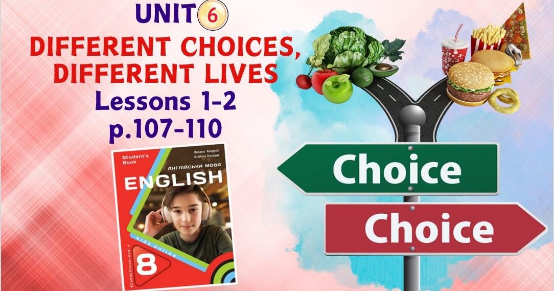 Презентації до уроків 1-2 у 8 класі “Unit 6. DIFFERENT CHOICES ...