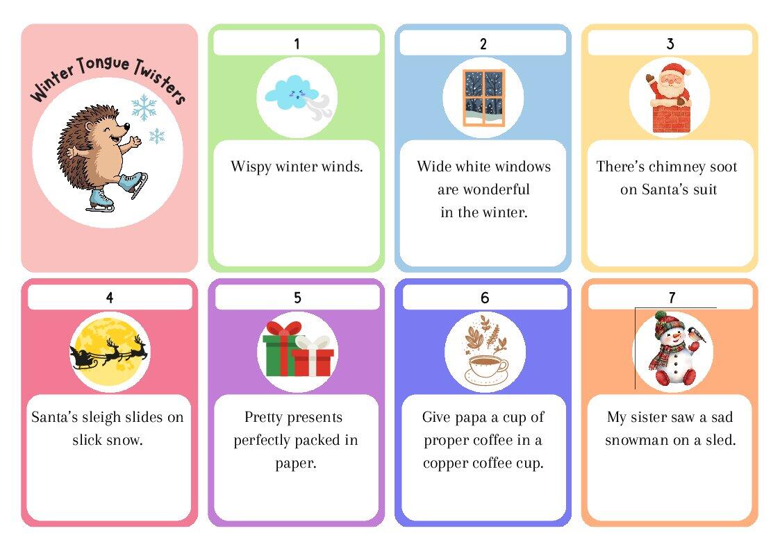 Winter Tongue Twisters Flashcards | Інші методичні матеріали ...