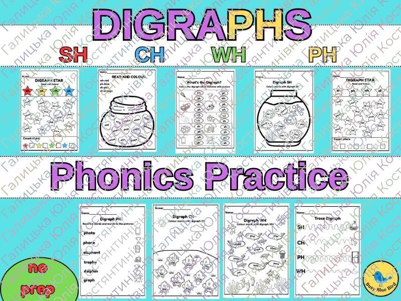 Digraphs : CH, WH, PH, SH | . Різне