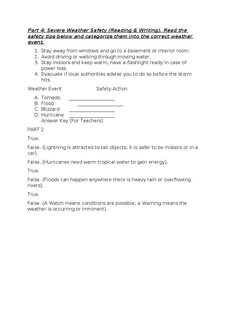 TEST. Severe Weather. Worksheet | . Різне