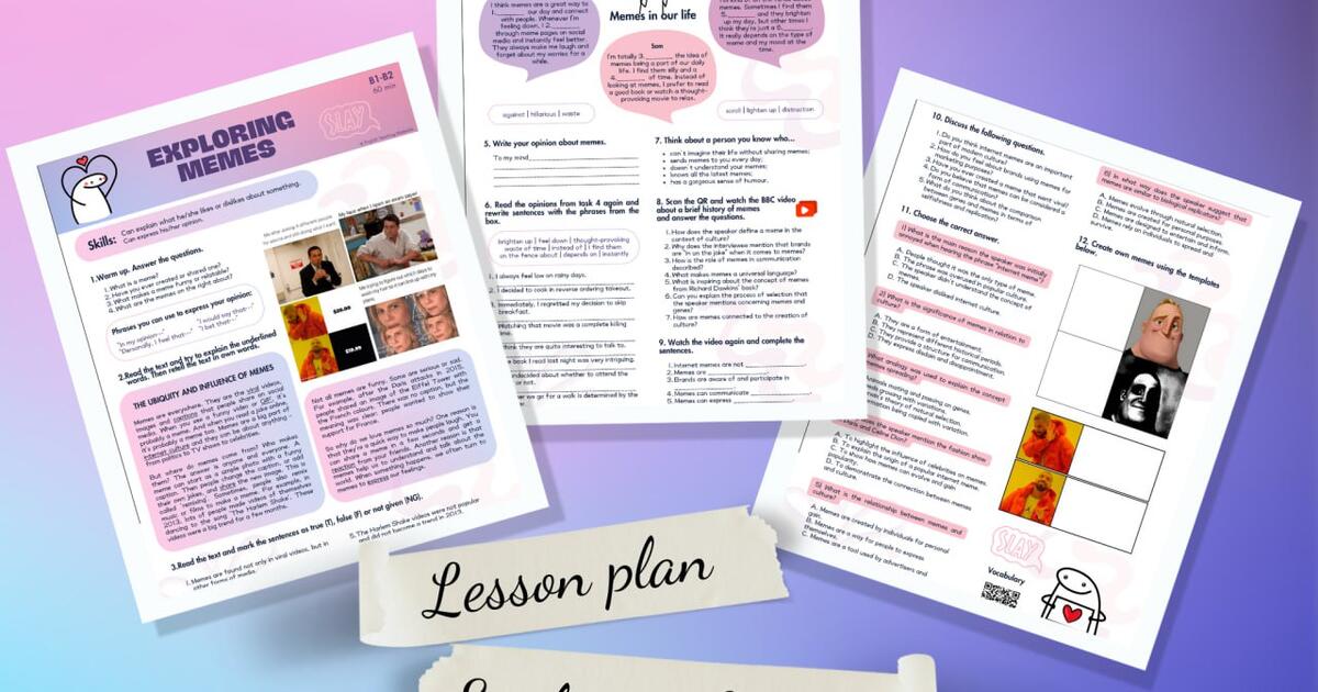 Lesson plan: Exploring Memes B1-B2 | Інтерактивні матеріали. Англійська ...