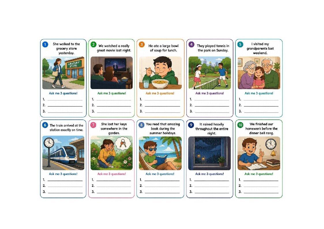 PAST SIMPLE TENSE. ASK ME 3 QUESTIONS. GRAMMAR CARDS | Відеоурок ...
