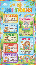 Яскравий плакат «Дні тижня» для НУШ та ЗДО (Оформлення кабінету ...